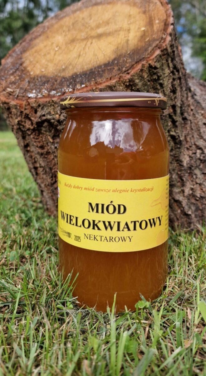 Miód wielokwiatowy ciemny (1100g) - Pasieka u Jędrusia